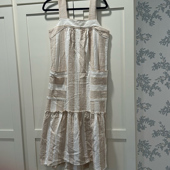 Maeve | Dresses | Maeve Tan And White Maxi Dress With Elegant Stripes ...